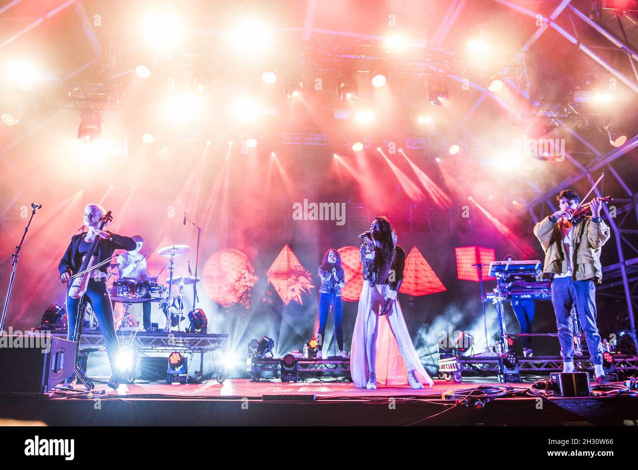 Clean Bandit perform live on stage on day 1 of Camp Bestival 2015 ...
