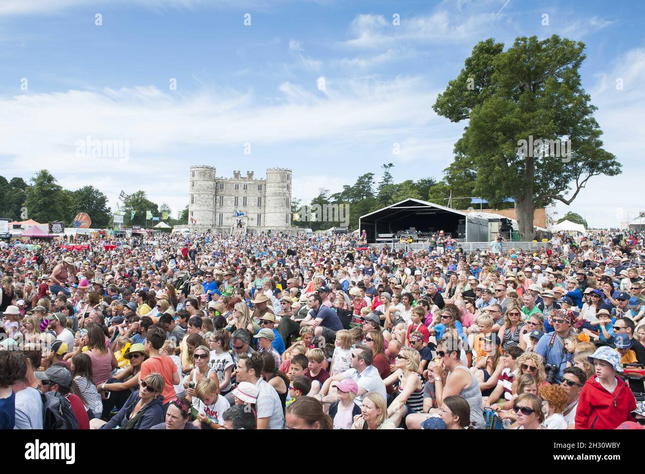 General view of the Castle Stage crowd on day 3 of Camp Bestival 2015 ...