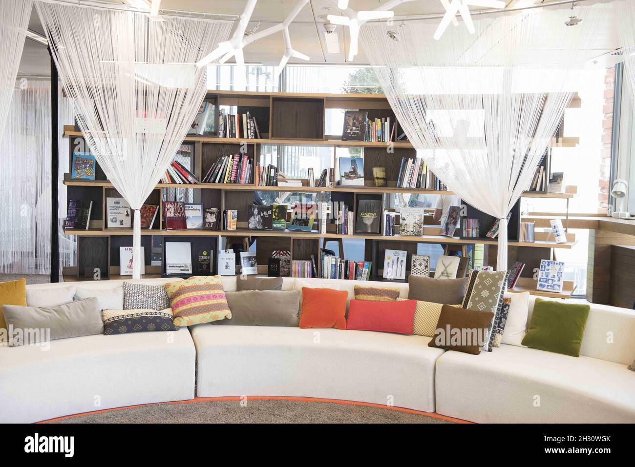 General view of the quiet library and study area, inside the Google ...