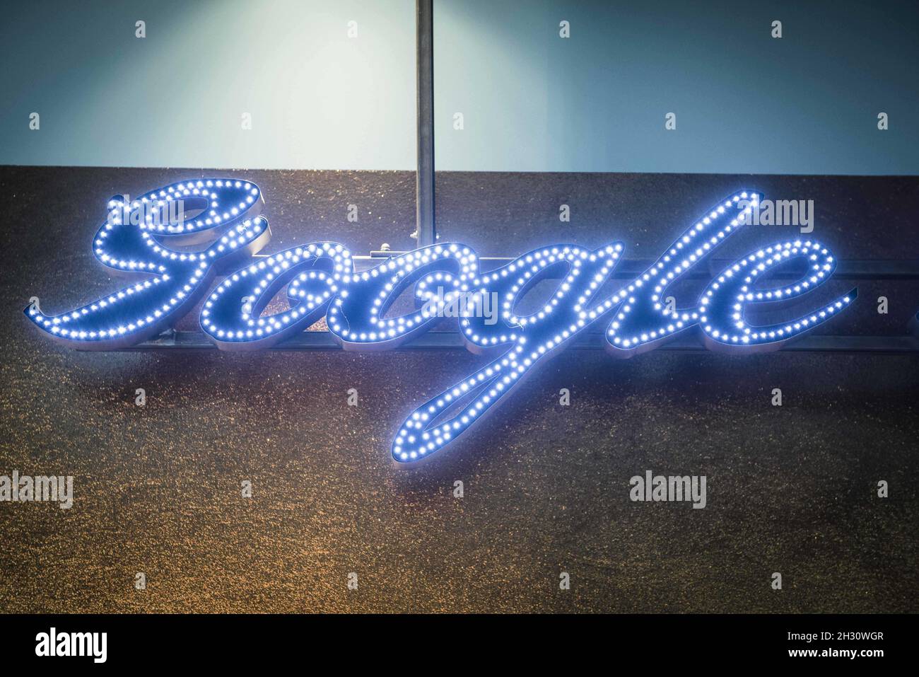 A Google sign inside the Google London headquarters, Giles street ...