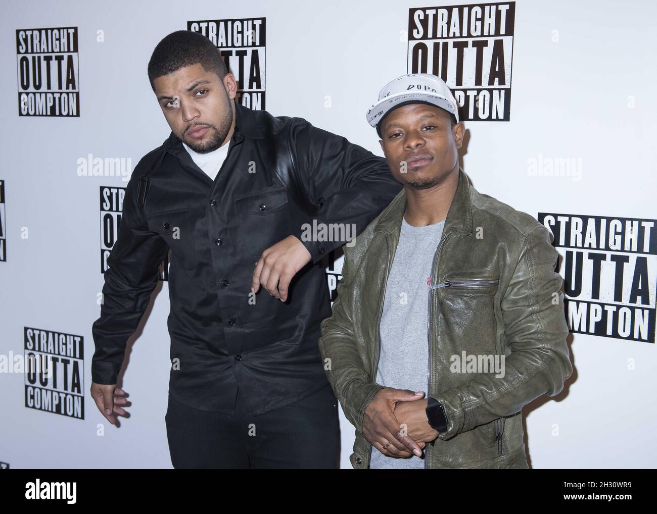 O'Shea Jackson Jr (Ice Cube) and Jason Mitchell (Easy-E) arrives at the ...