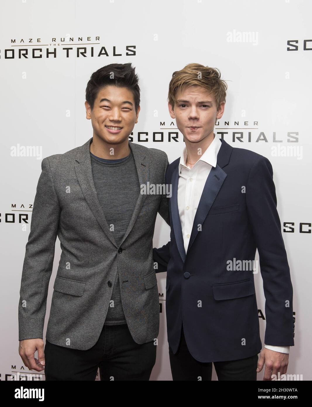 Ki Hong Lee and Thomas Brodie-Sangster attend the Maze Runner: The ...