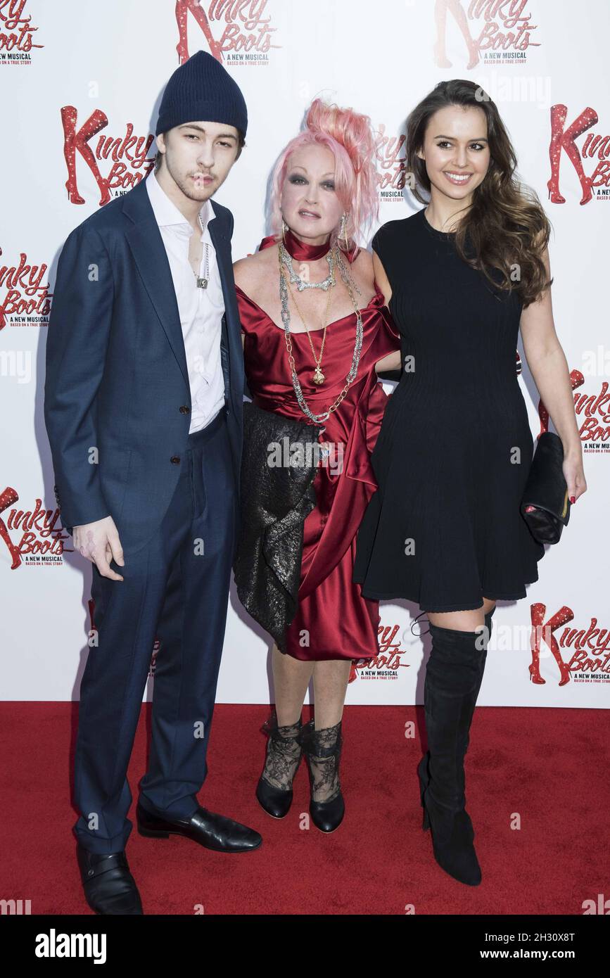 Cyndi Lauper and her son Declan attend the Kinky Boots premiere at the ...