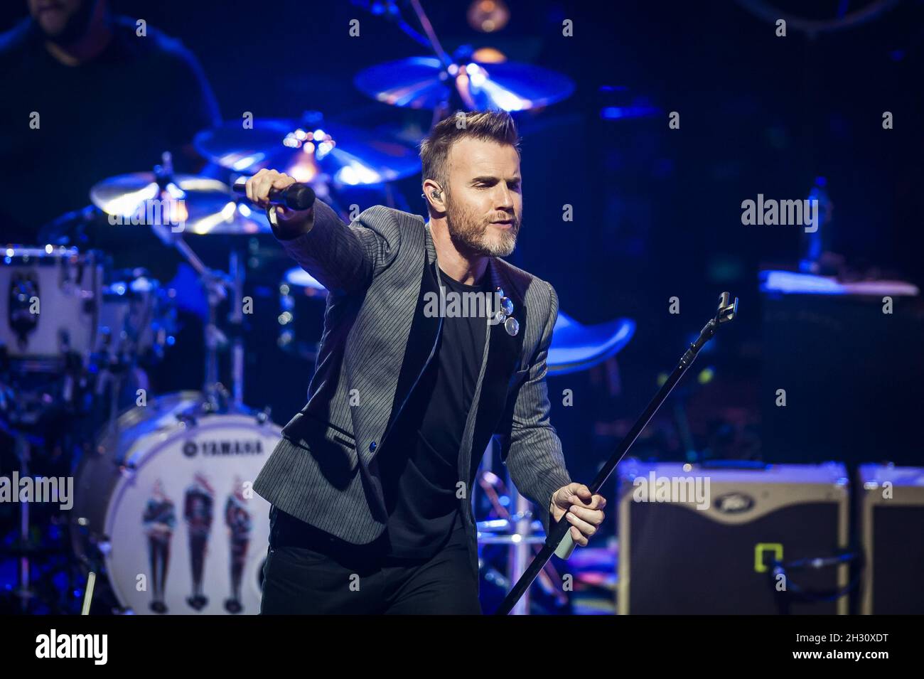 EDITORIAL USE ONLY Gary Barlow of Take That performs live as part of ...