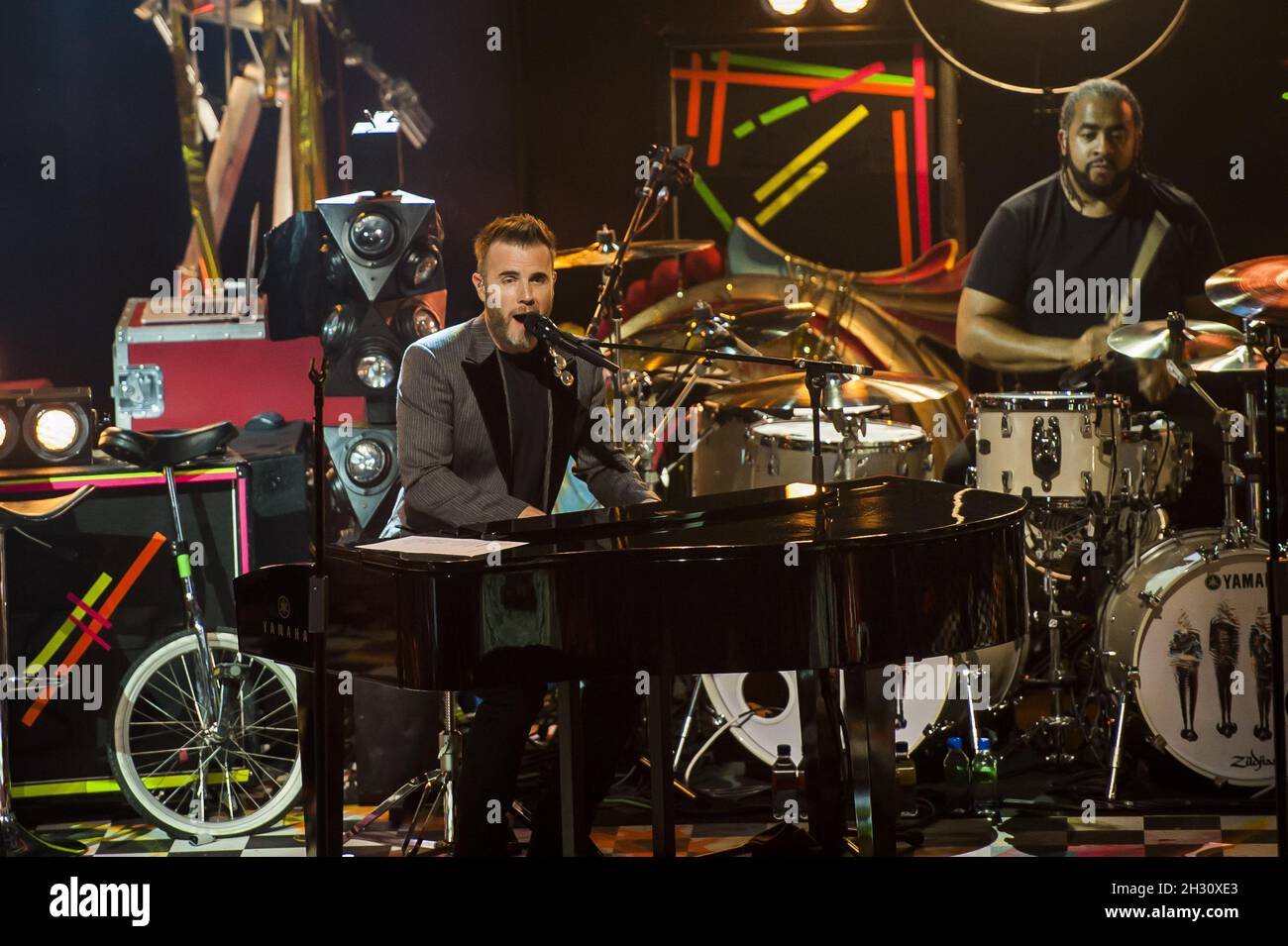 EDITORIAL USE ONLY Gary Barlow of Take That performs live as part of ...