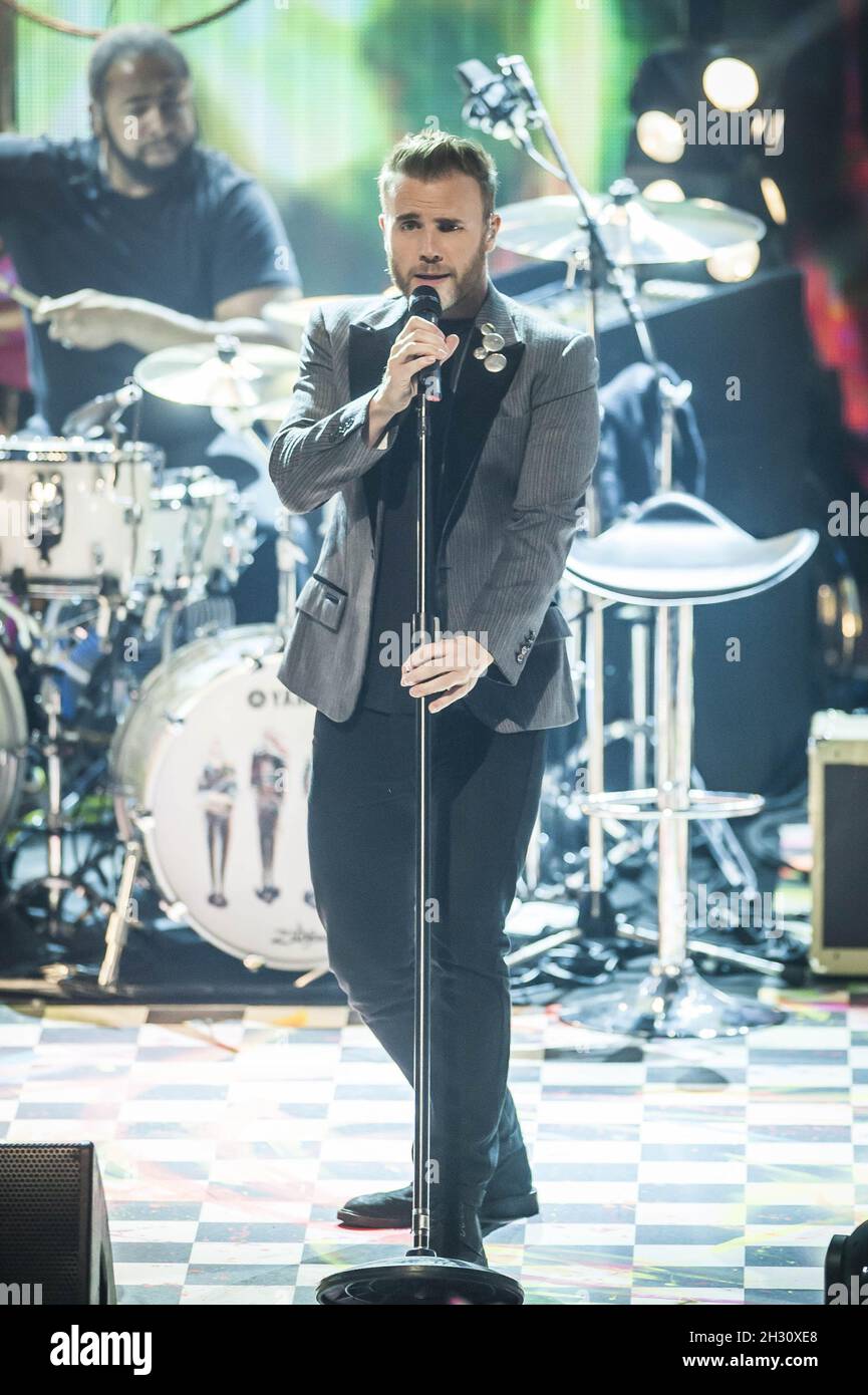 EDITORIAL USE ONLY Gary Barlow of Take That performs live as part of ...