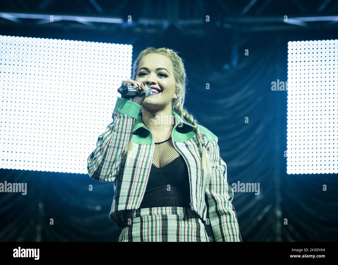 Rita Ora performs live on stage at the Kiss FM Haunted House Party, at ...