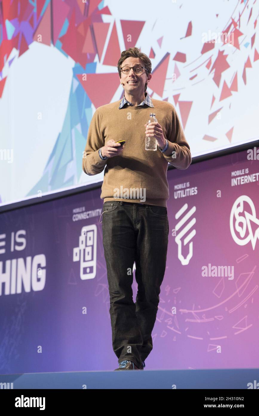 Jonah Peretti (Buzzfeed CEO) on stage on day 2 of the Mobile World ...