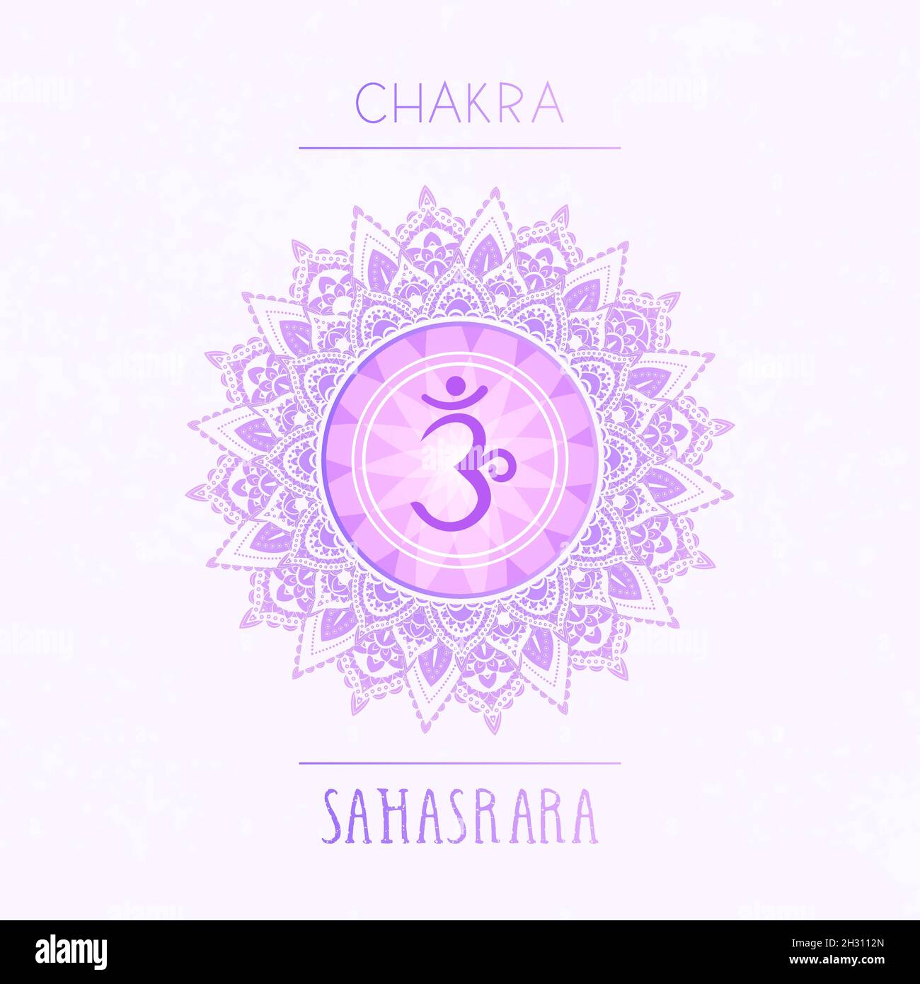 Vector illustration with symbol chakra Sahasrara on watercolor ...