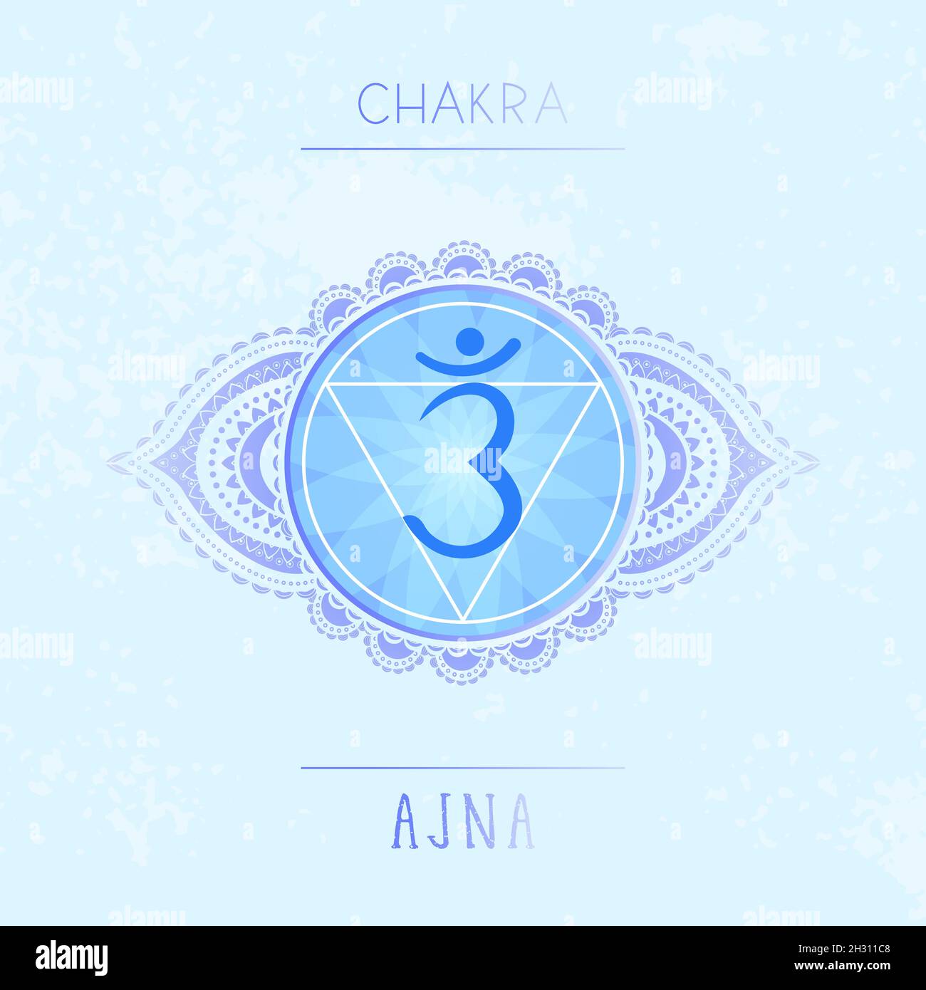 Vector illustration with symbol chakra Ajna on watercolor background ...