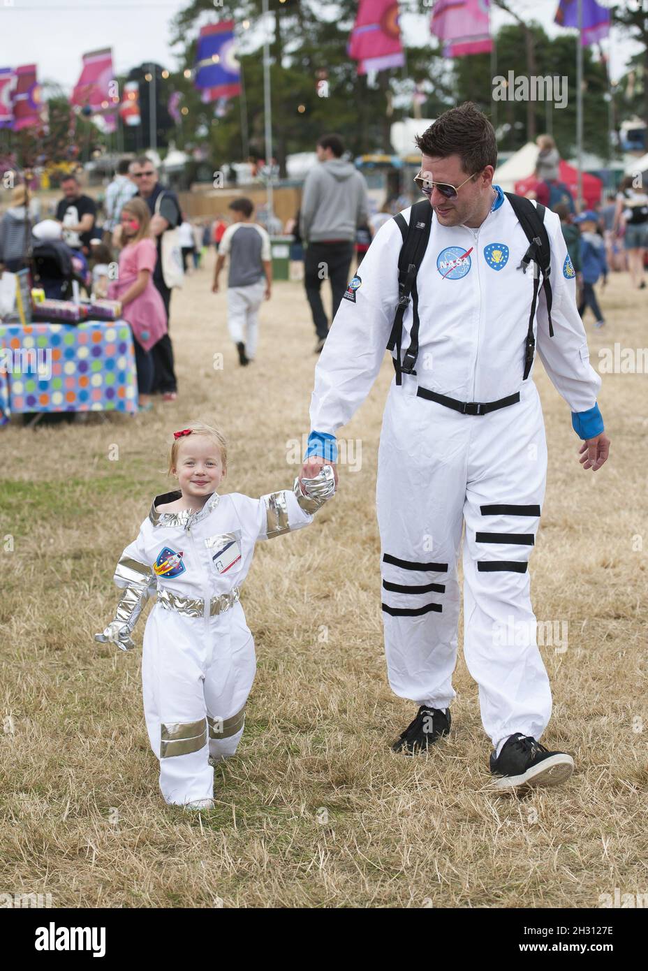 Festival goers in Space themed fancy dress at Camp Besitval 2016 ...