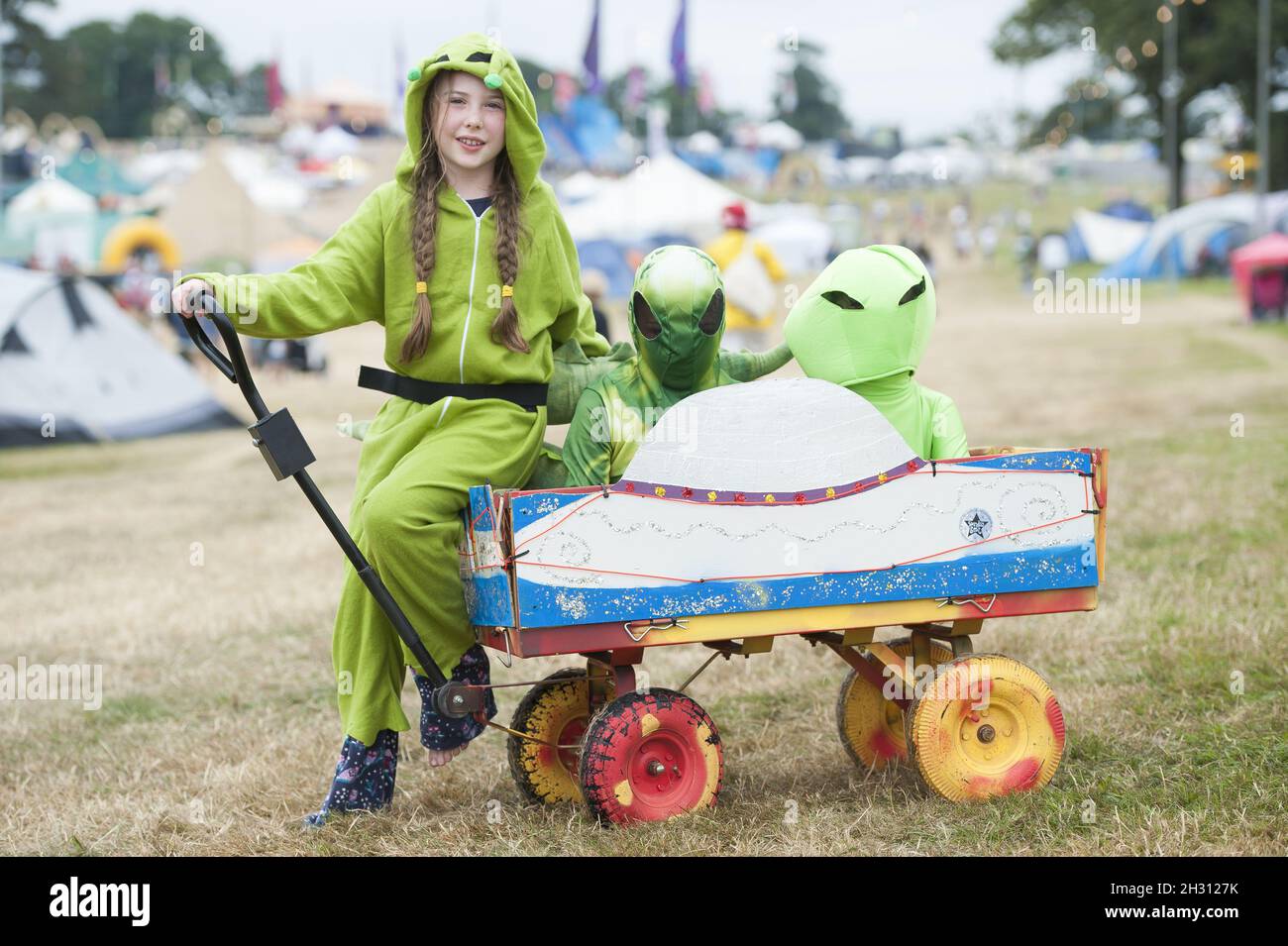 Festival goers in Space themed fancy dress at Camp Besitval 2016 ...