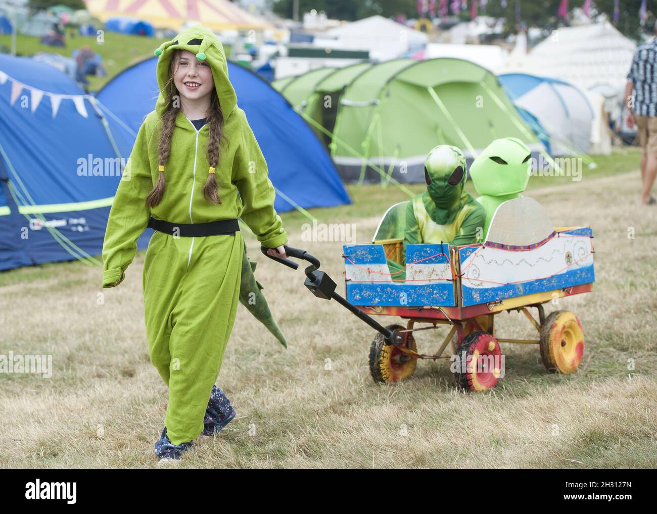 Festival goers in Space themed fancy dress at Camp Besitval 2016 ...