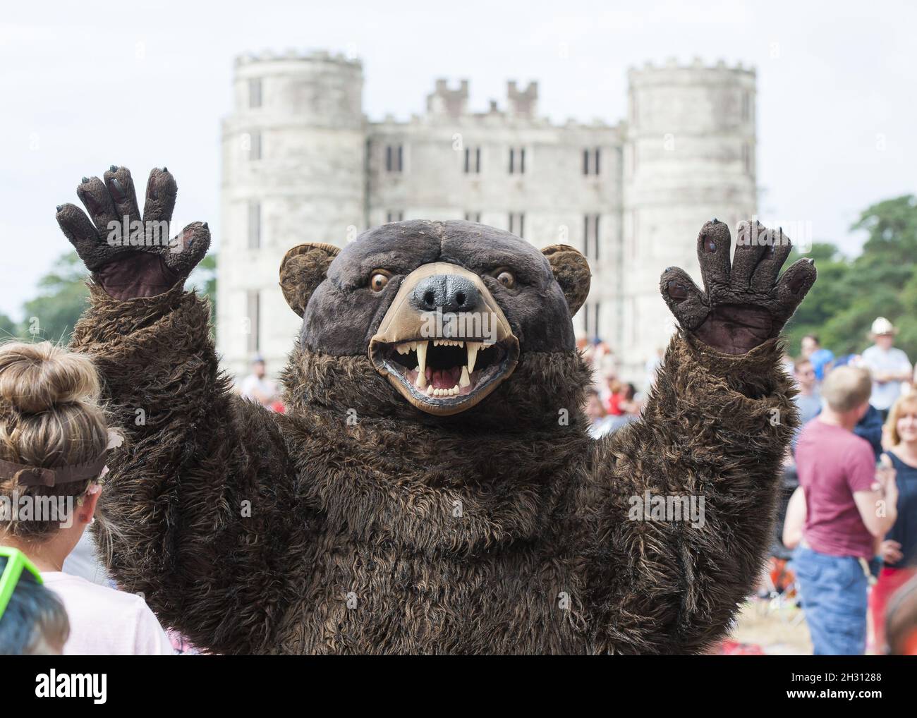 Festival goer in a Bear fancyd dress outfit at Camp Besitval 2016 ...
