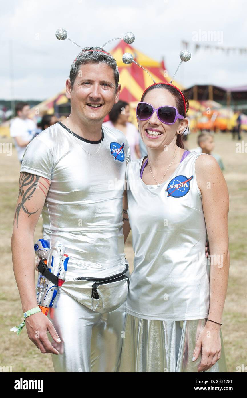 Festival goers in Space themed fancy dress at Camp Besitval 2016 ...