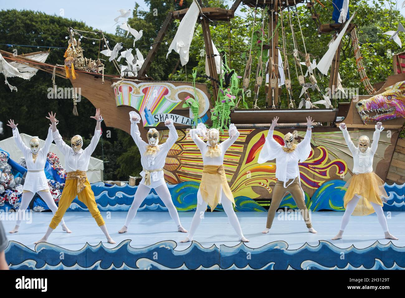 Dancers perform on the Shady Lady stage at Camp Besitval 2016, at ...