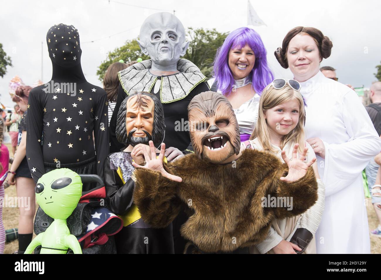 Festival Goers in Space themed fancy dress at Camp Besitval 2016, at ...