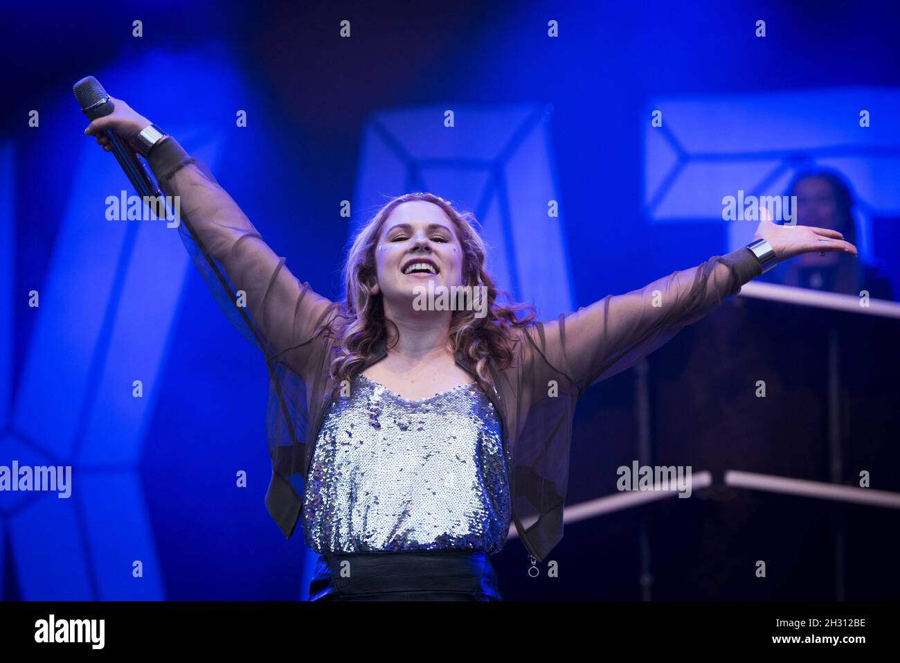 Katy B performs live on stage at Camp Besitval 2016, Lulworth Castle ...
