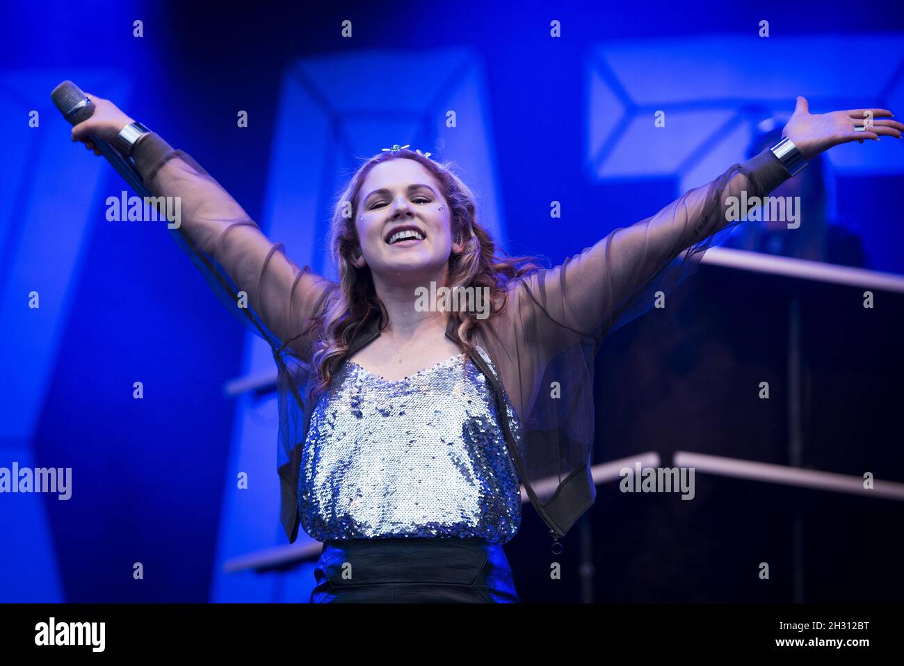 Katy B performs live on stage at Camp Besitval 2016, Lulworth Castle ...