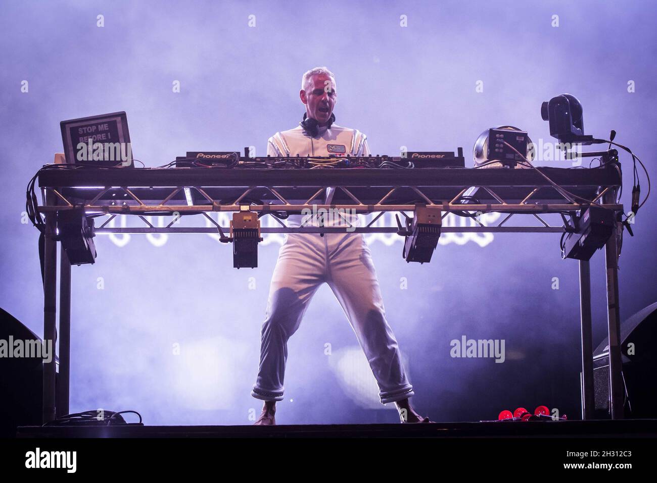 Fat Boy Slim (Norman Cook) performs live on stage at Camp Besitval 2016 ...
