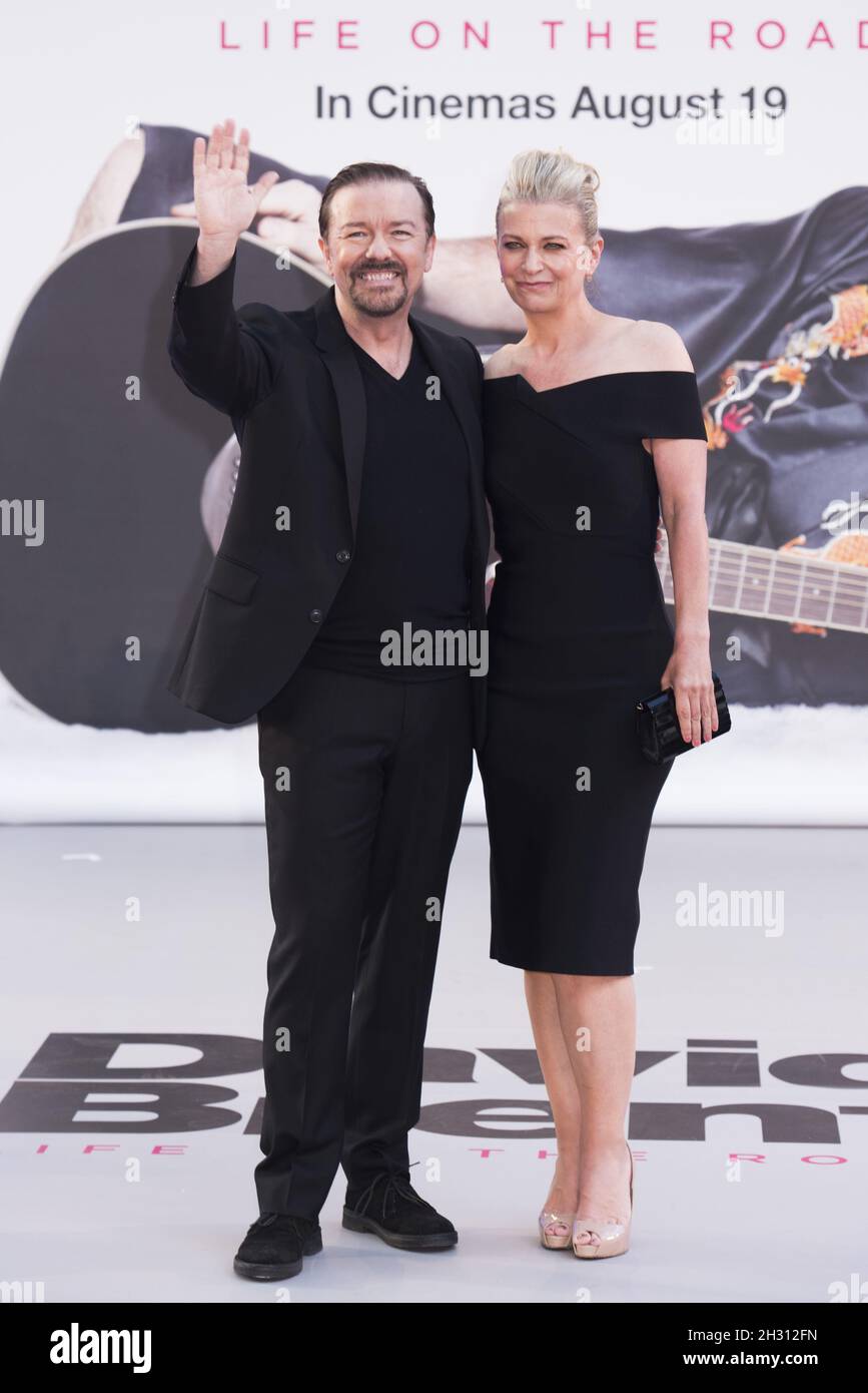 Ricky Gervais and wife Jane Fallon attending the world premiere of ...
