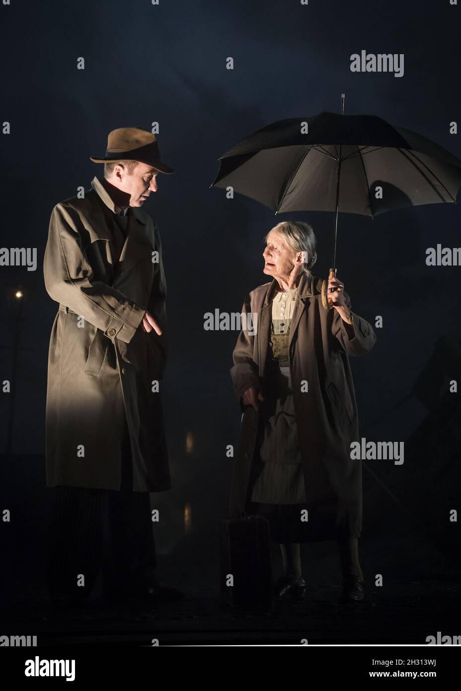 Liam Brennan (Inspector Goole) and Diana Payne - Myers (Edna) on stage ...