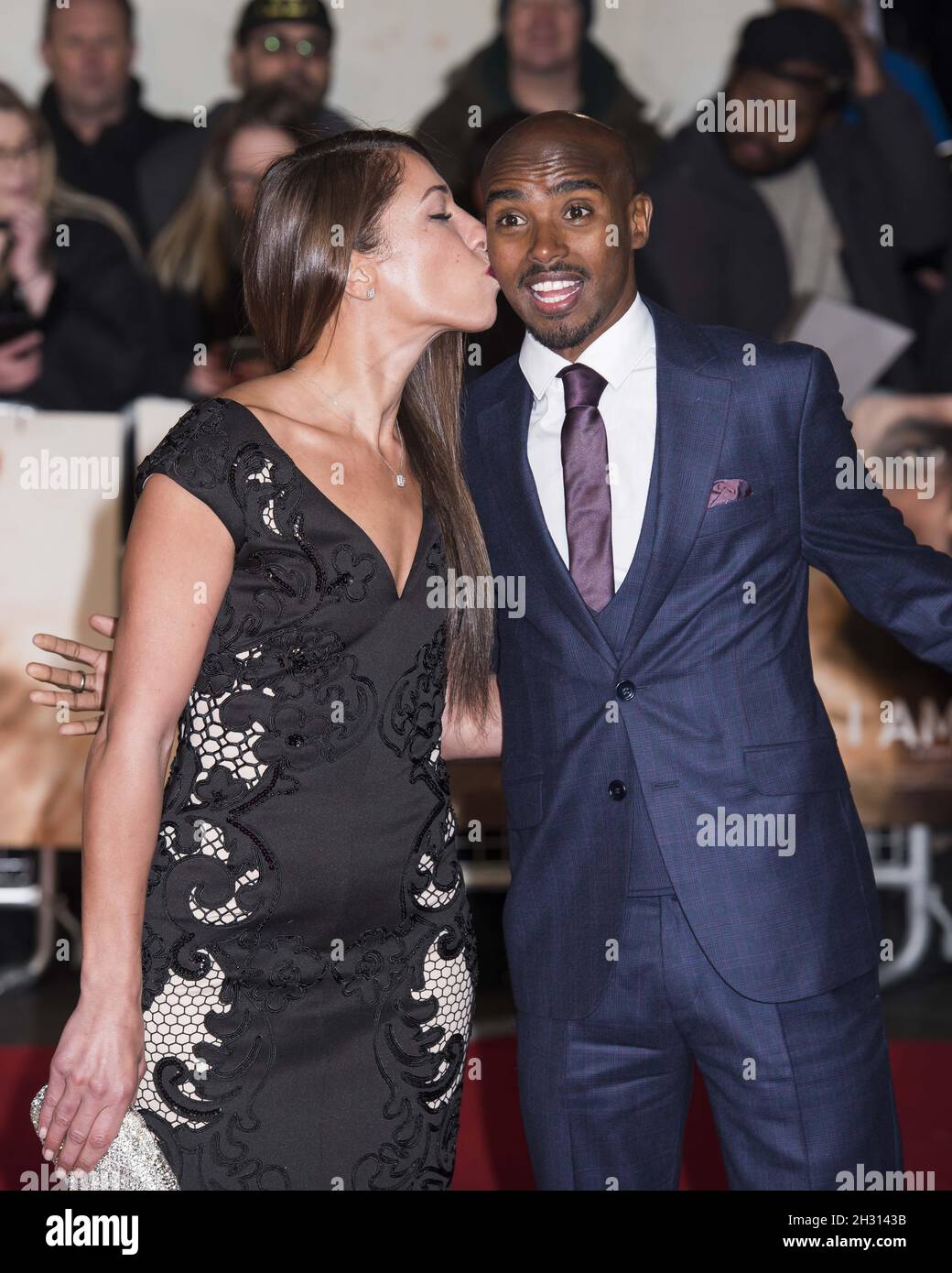 Mo Farah CBE and Tania Nell arrive at the I am Bolt world premiere at ...