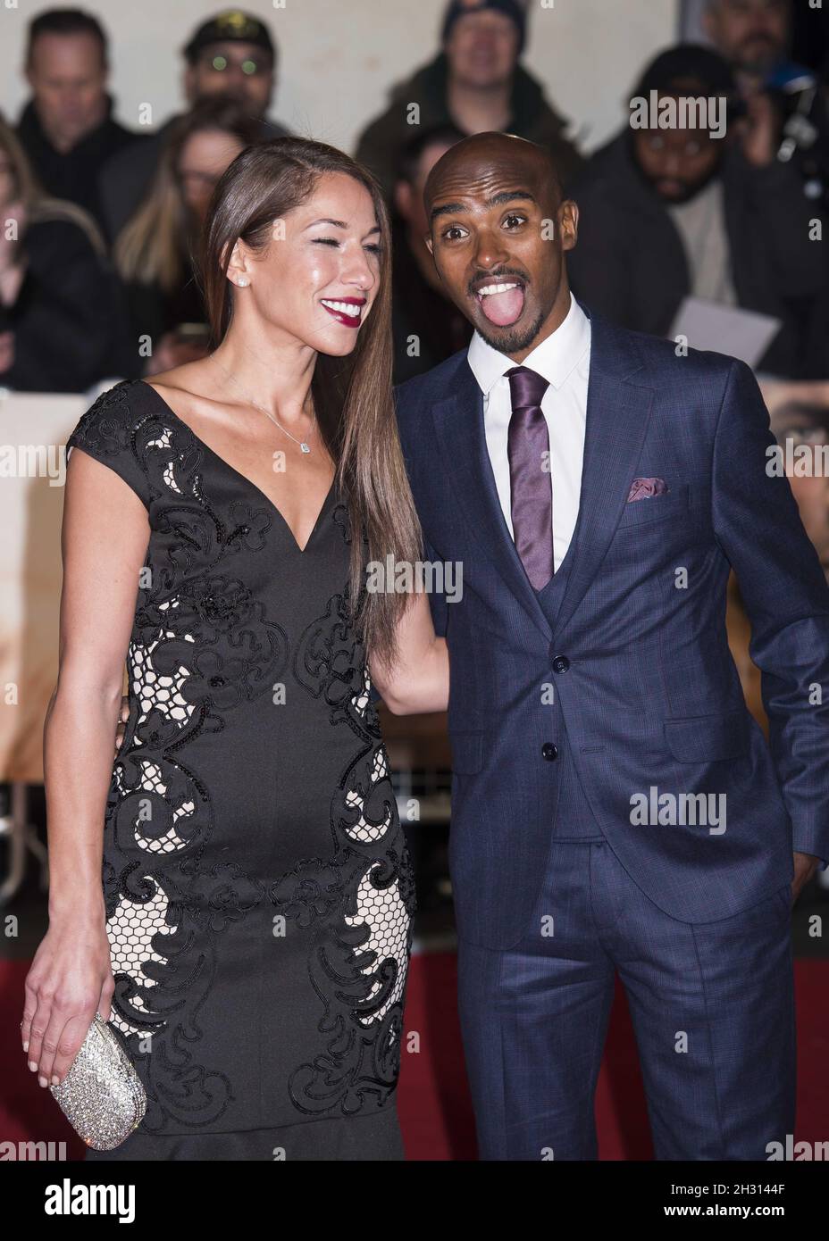 Mo Farah CBE and Tania Nell arrive at the I am Bolt world premiere at ...