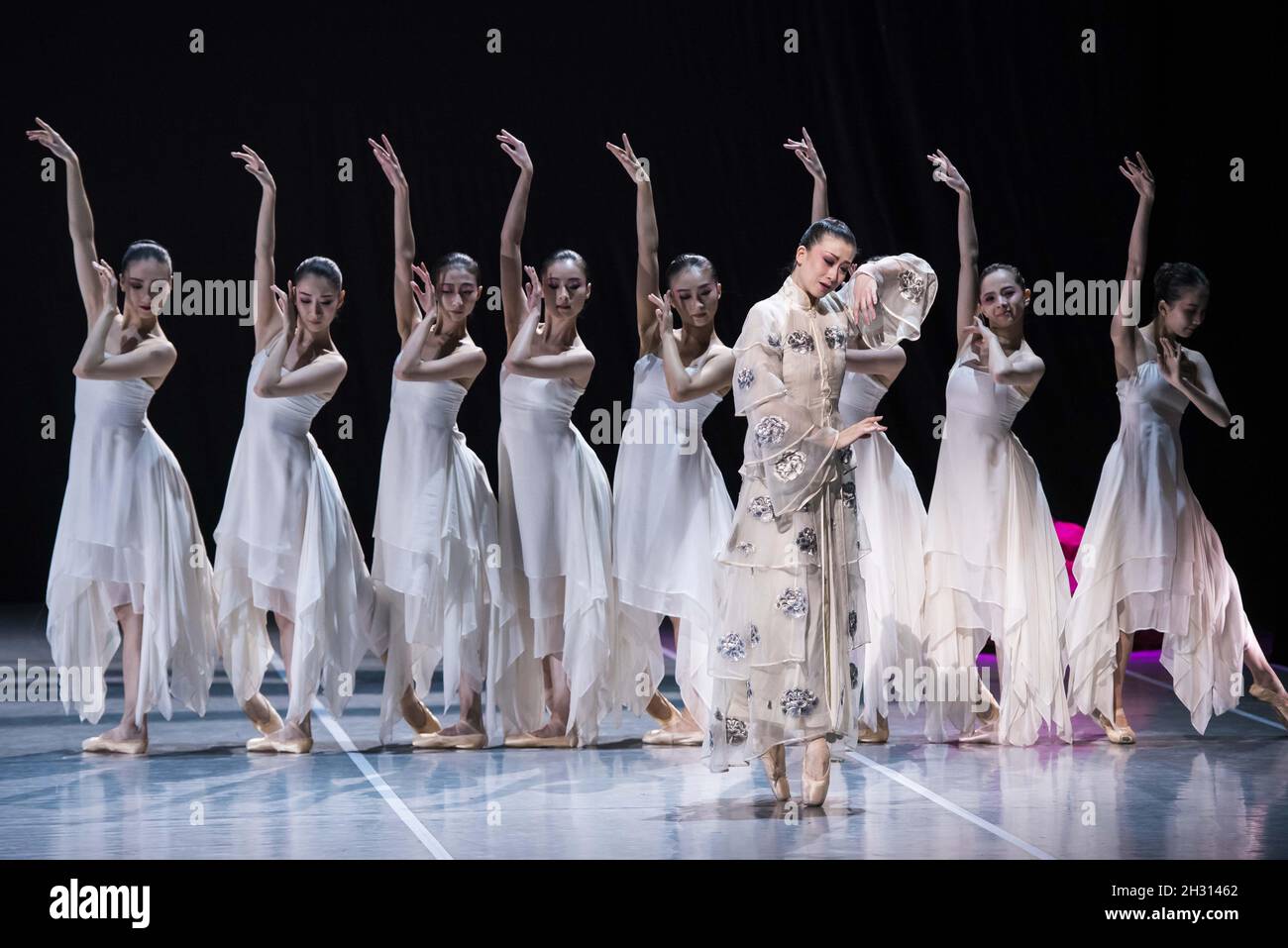 National Ballet of China dancer Zhu Yan performs on stage during a ...