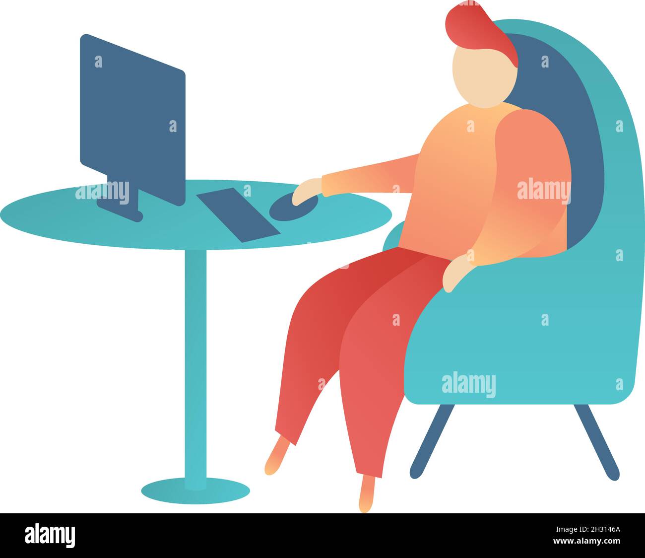 Boy at computer vector school person at icon desk Stock Vector Image ...