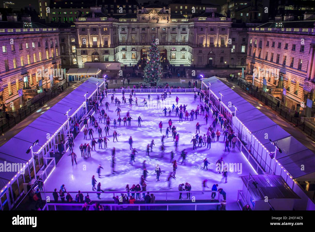 General view of Somerset House ice rink, London Stock Photo - Alamy