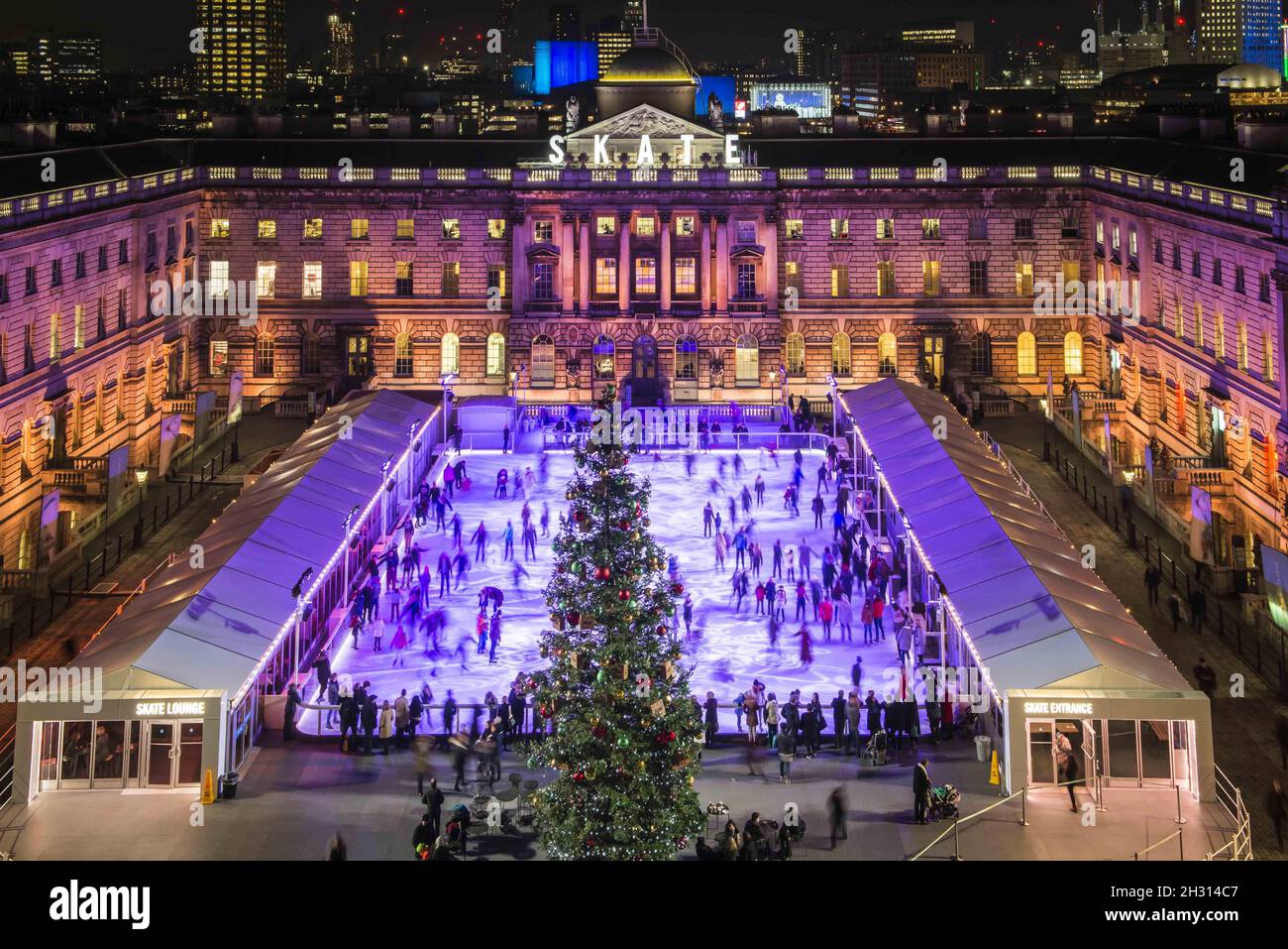 General view of Somerset House ice rink, London Stock Photo - Alamy