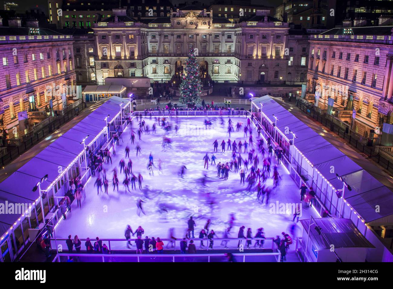 General view of Somerset House ice rink, London Stock Photo - Alamy