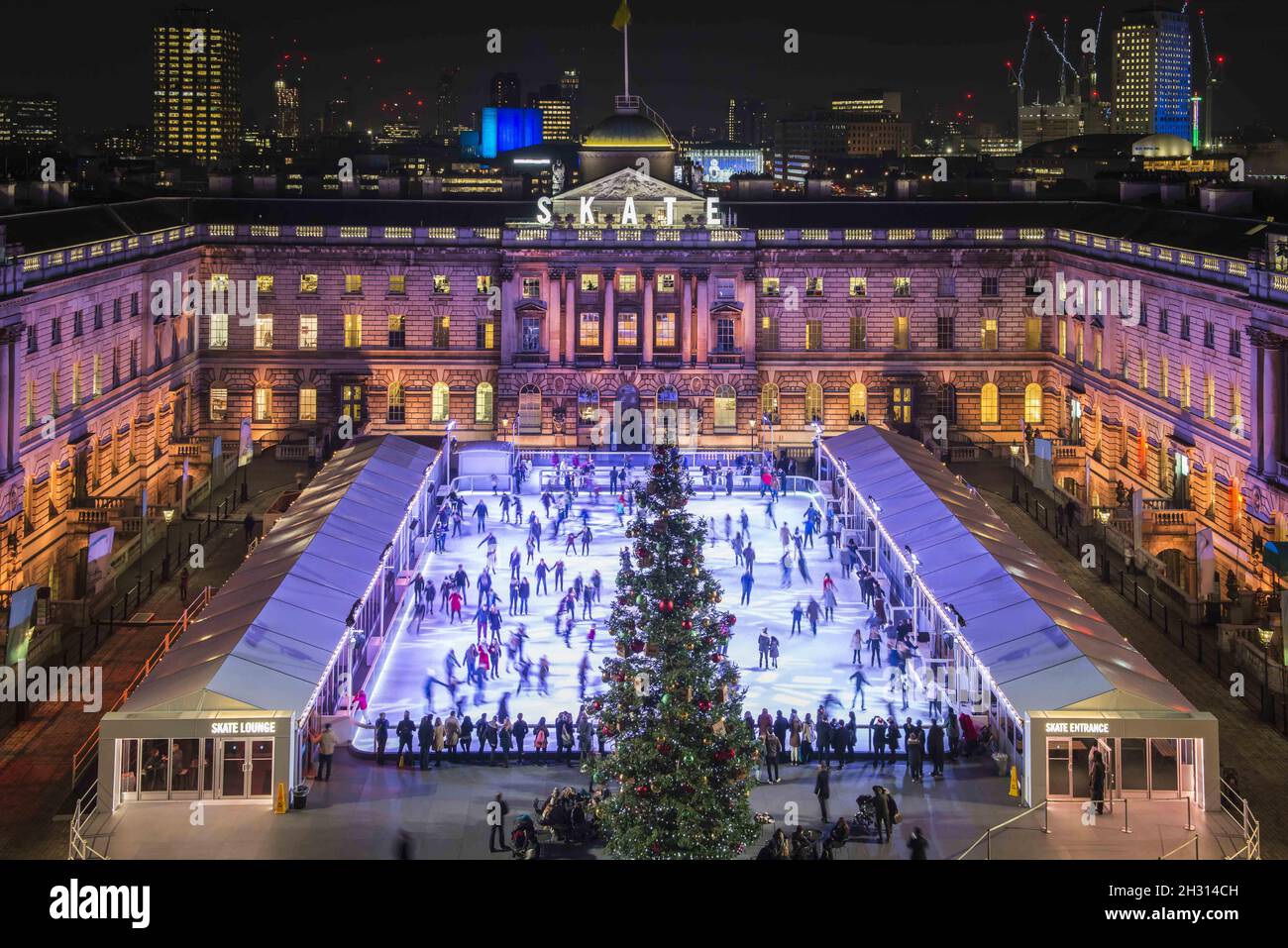 General view of Somerset House ice rink, London Stock Photo - Alamy