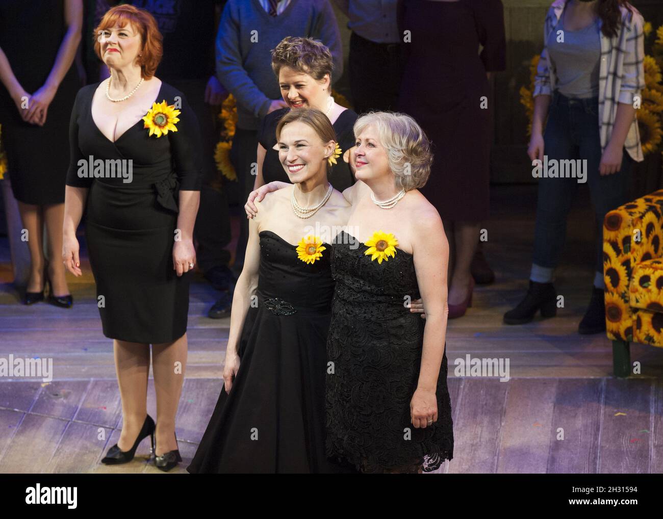 The Girls (L-R) Joanna Riding and Claire Moore, on stage for the press ...