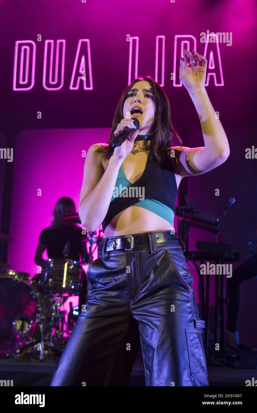 Dua Lipa performs live on stage at the O2 Shepherd's Bush Empire ...