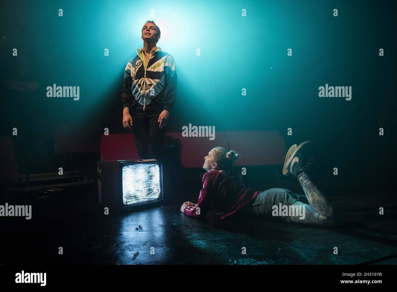 Colin Campbell and Evanna Lynch on stage during the Disco Pigs ...