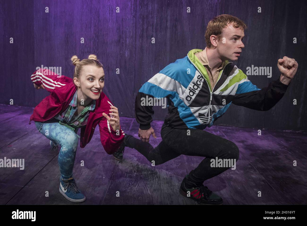 Evanna Lynch and Colin Campbell on stage during the Disco Pigs ...