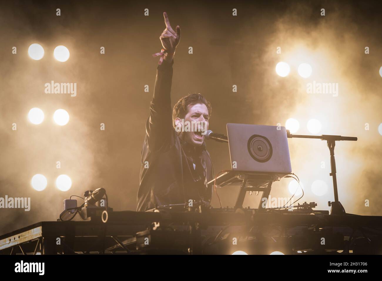 Mark Ronson DJ set on stage at Lulworth Castle - Wareham. Picture date ...