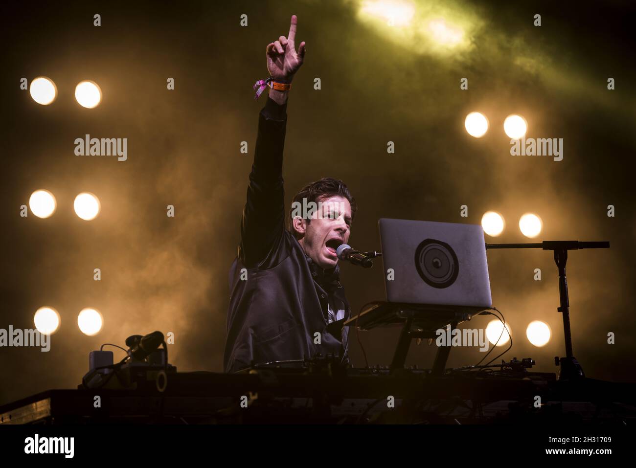 Mark Ronson DJ set on stage at Lulworth Castle - Wareham. Picture date ...