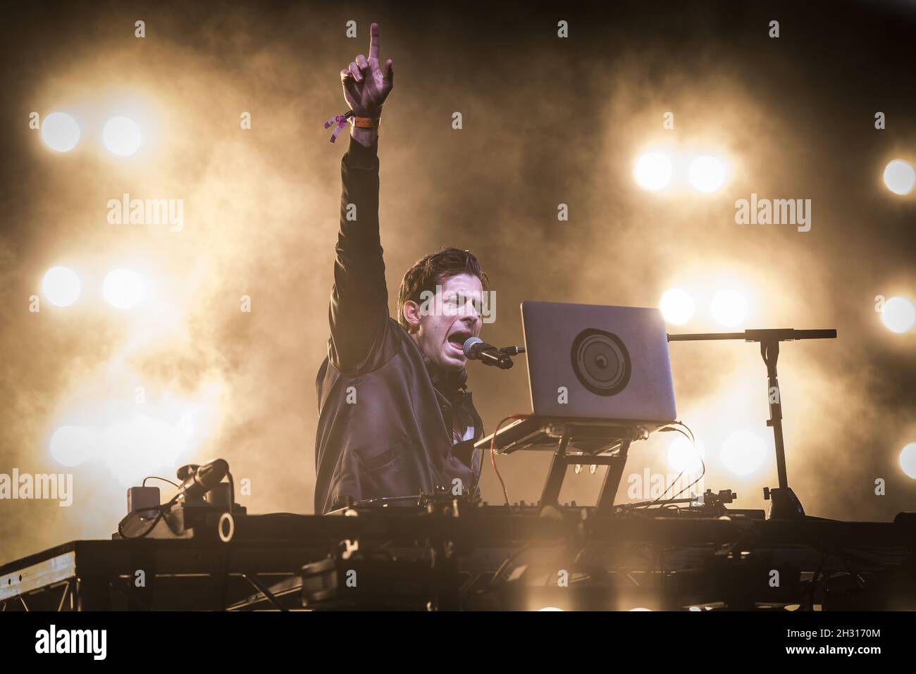 Mark Ronson DJ set on stage at Lulworth Castle - Wareham. Picture date ...