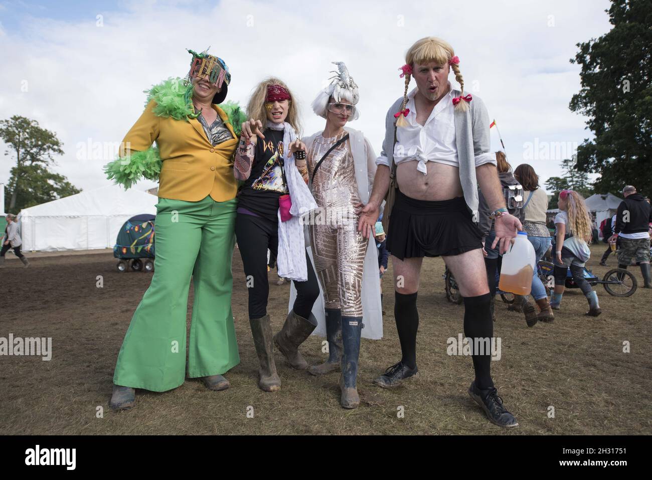 Festival goers in rock and pop star fancy dress at Camp Bestival 2017 ...