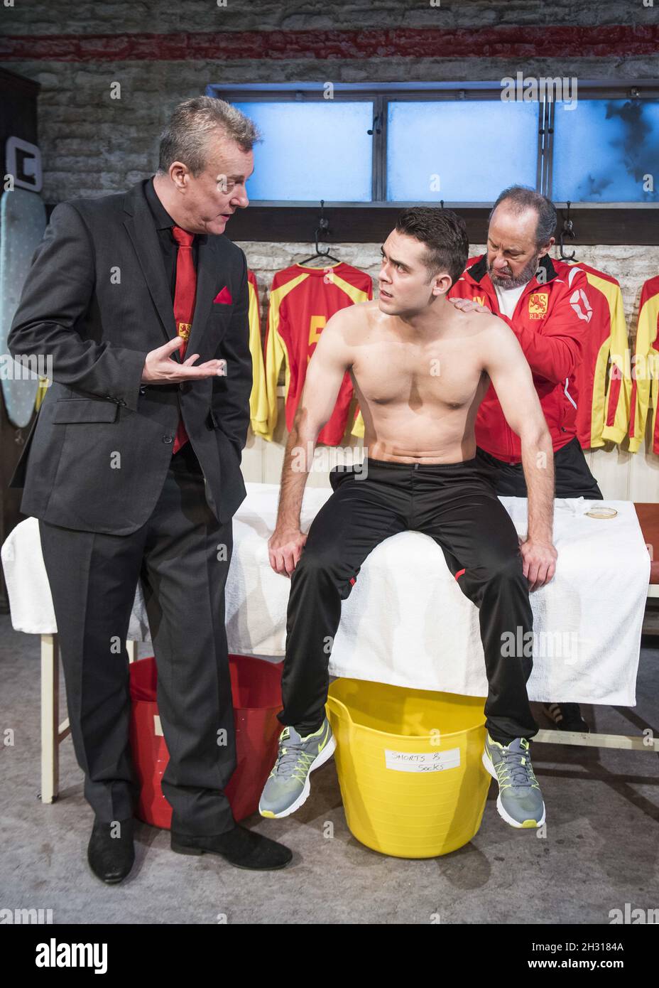Stephen Tompkinson, Dean Bone and John Bowler on stage during The Red ...