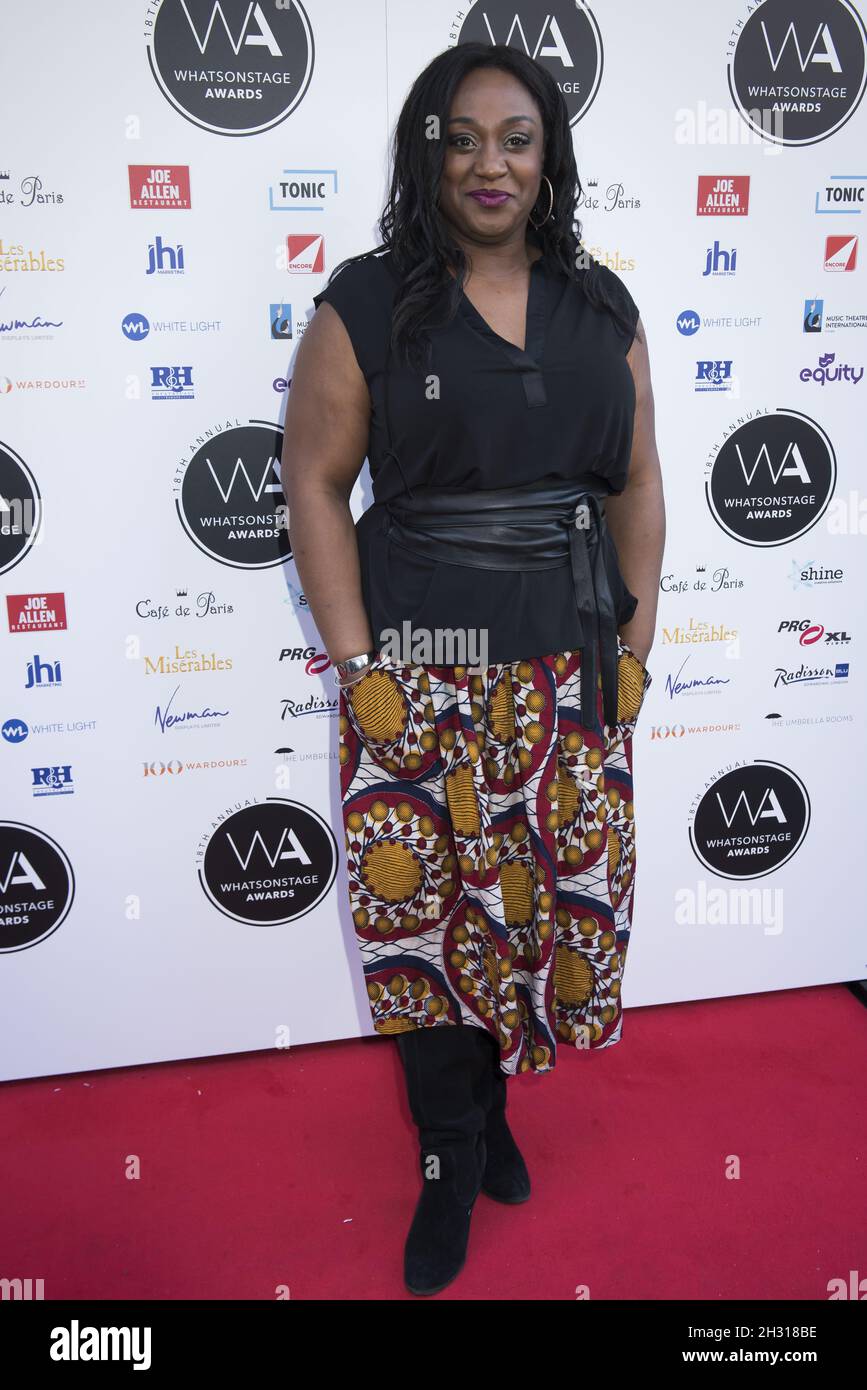 Sandra Marvin arrives at the Whats On Stage Awards at Cafe De Paris ...
