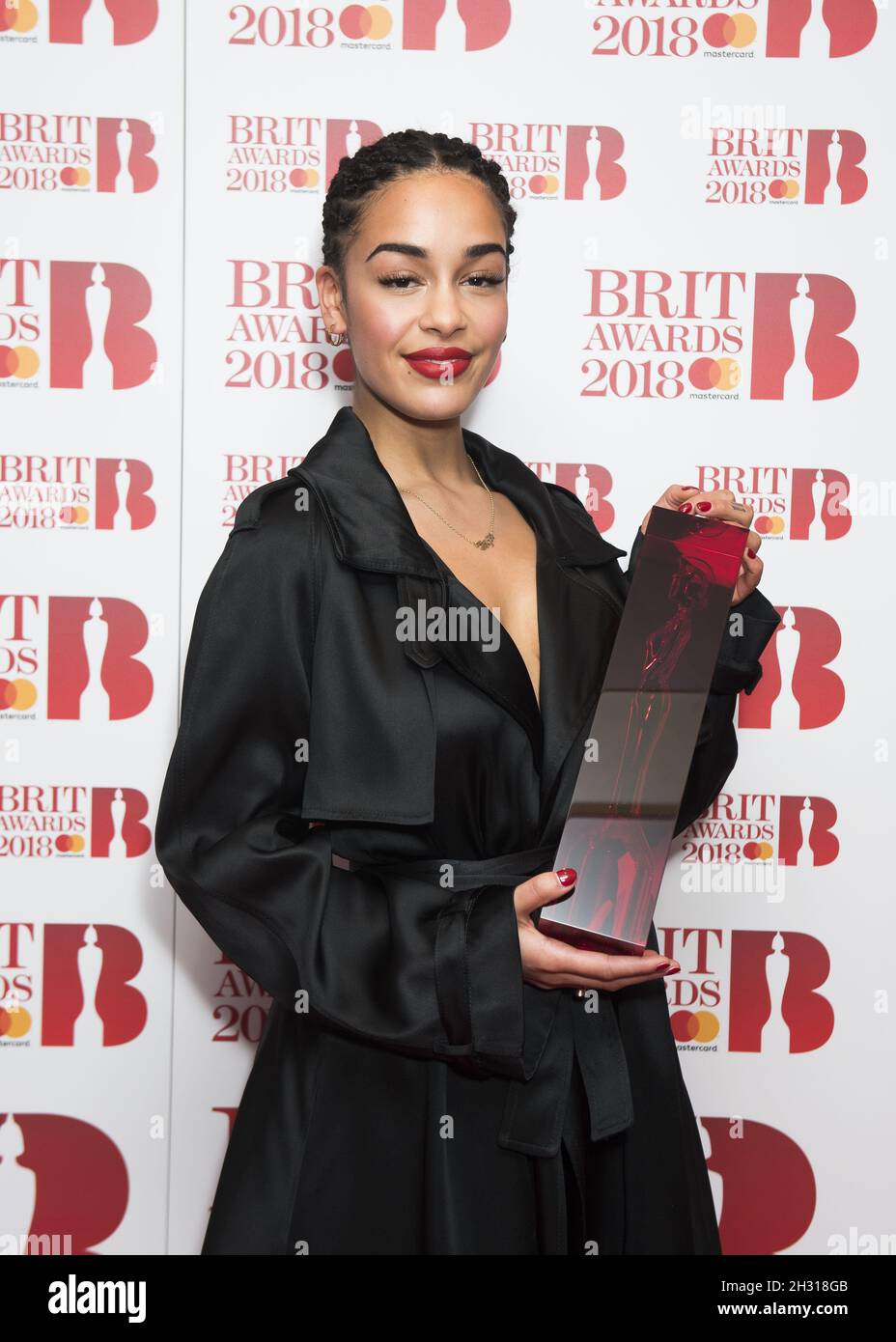 EDITORIAL USE ONLY Jorja Smith attending the Brit Awards 2018 ...