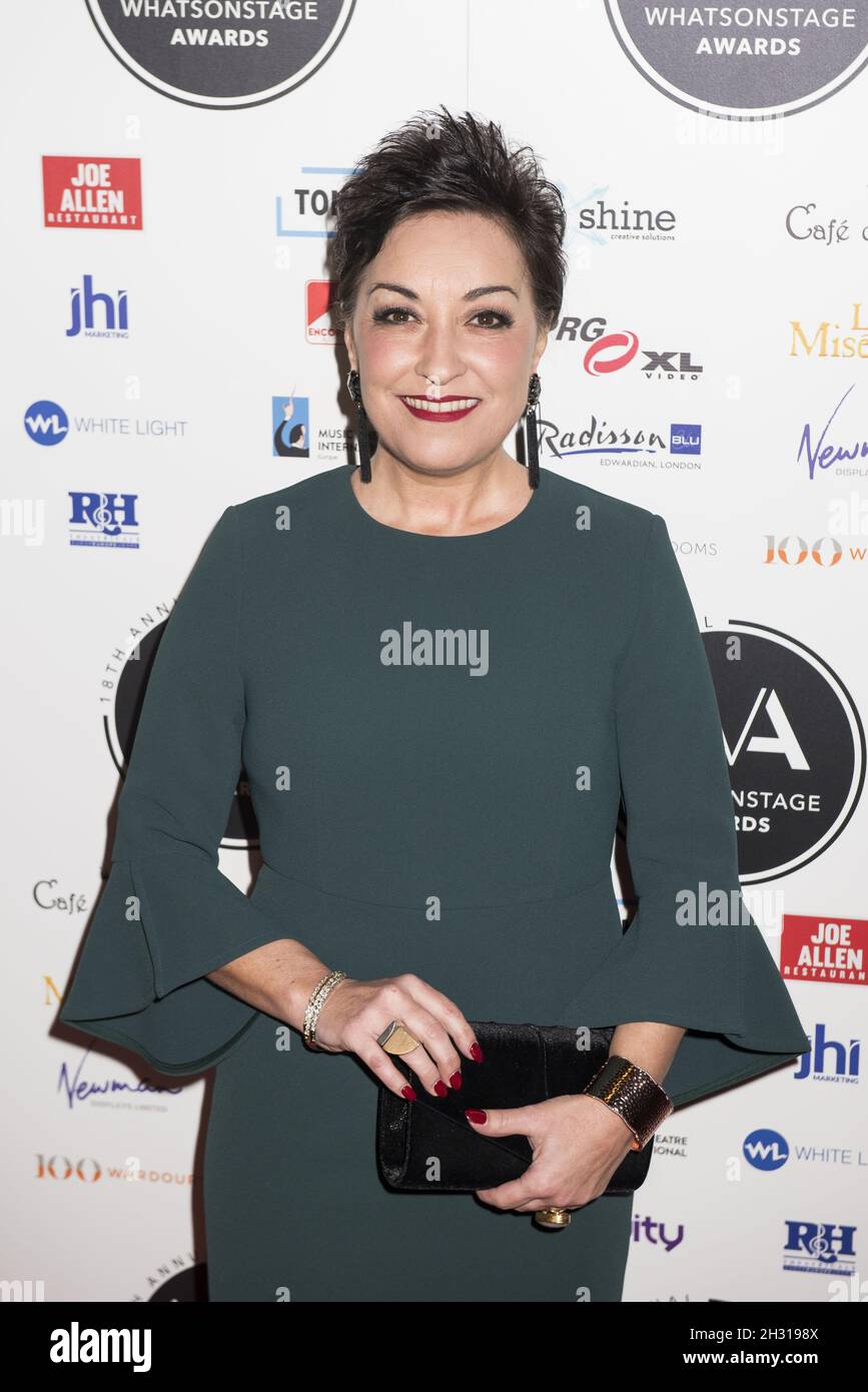 Ria Jones attends the What's on Stage Awards 2018, at the Prince of ...