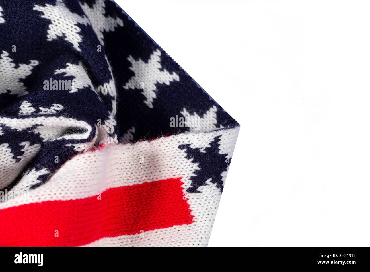 American flag made of knitted fabric on a white background Stock Photo ...