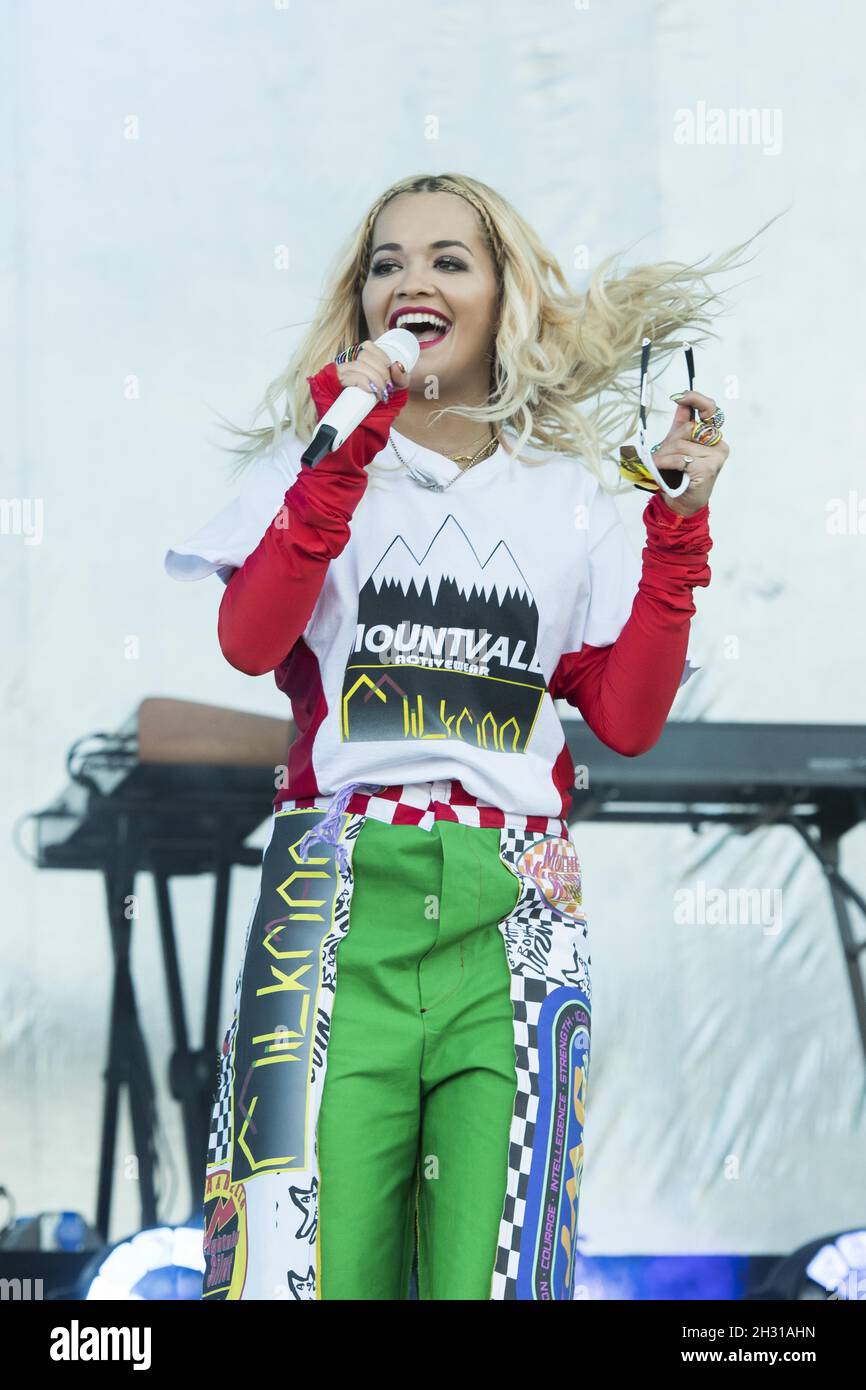 Rita Ora performs on stage during the Isle of Wight festival at ...
