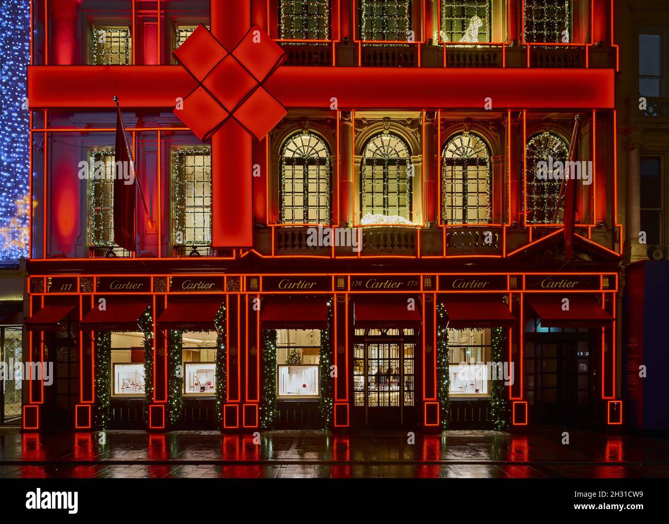 Cartier store Christmas lights on display in Mayfair, London. Picture ...