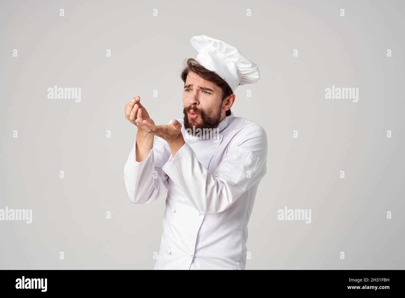 male cook kitchen Job hand gestures Professional emotions Stock Photo ...